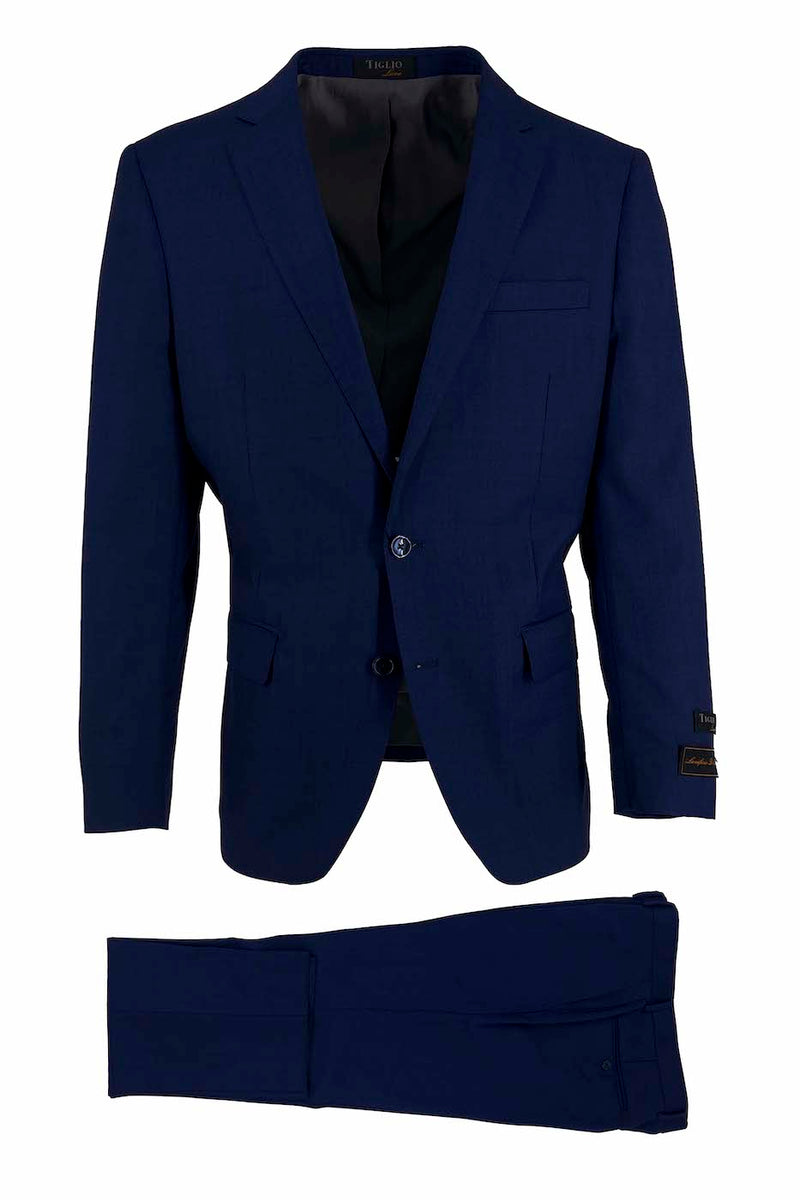 New Blue Novello, Modern Fit Pure Wool Men’s Suit by Tiglio Luxe ...