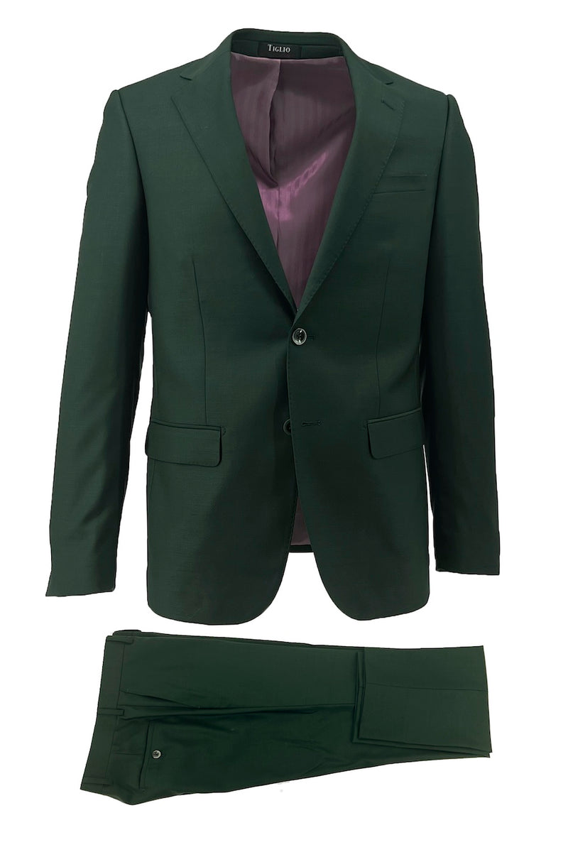 Forest Green Porto Slim Fit, Pure Wool Suit by Tiglio Luxe – Italian ...